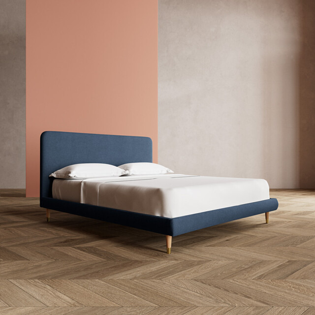 Swoon, Indigo Fabric, Brockham, Bed, Smart Wool, Brass Capped Light ...