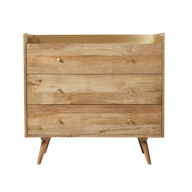 Swoon, Fresco, Chest Of Drawers, Scandi Style, Brown Natural Mango Wood & Brass, Sale, W: 87cmxH ...