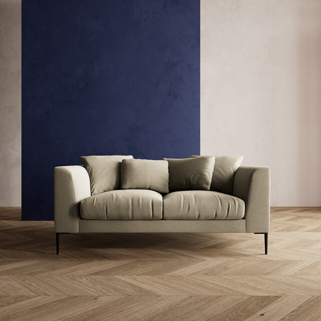 Swoon, Fabric Porcelain, Alena, Two-seater Sofa, Smart Wool, Black Feet ...
