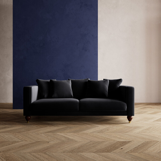 Swoon, Fabric Black, Waterloo, Two-seater Sofa, Easy Velvet, Dark Feet ...