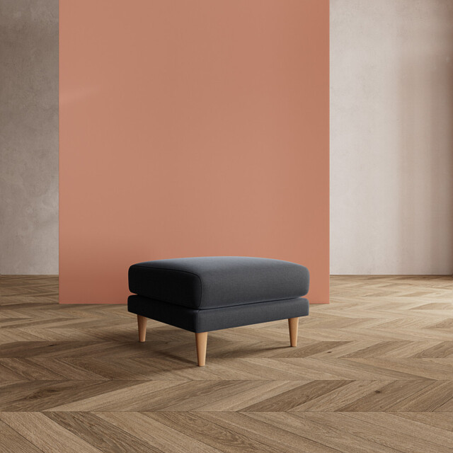 Swoon, Fabric, Turin, Ottoman, Ebony, Light Feet, 65cmx44cm by Swoon ...