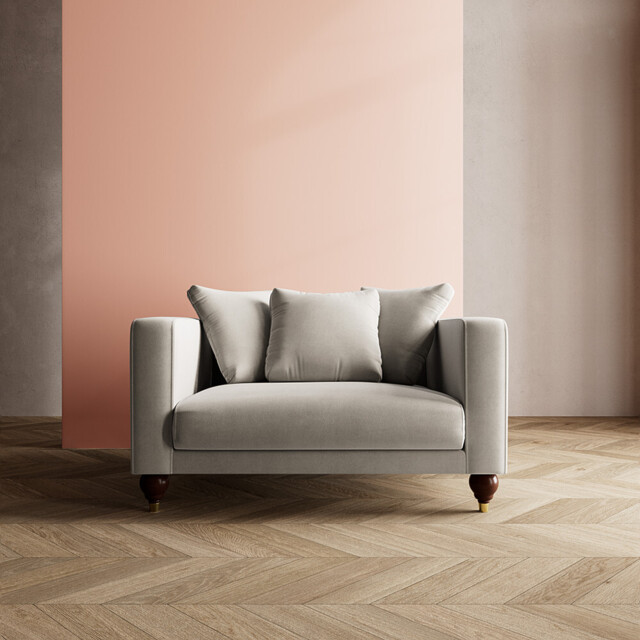 Swoon, Fabric, Waterloo, Love Seat, Bone, Easy Velvet, Dark Feet by ...