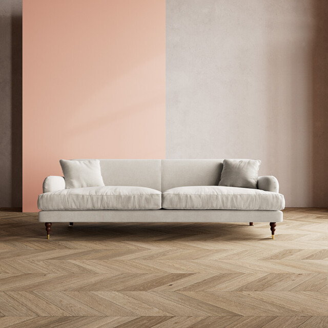 Swoon, Fabric, Chorley, Three-seater Sofa, Bone, Easy Velvet, Dark Feet ...