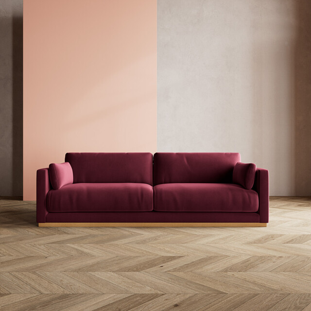 Swoon Alesund, Three-Seater Sofa Bordeaux Easy Velvet with Light Feet ...