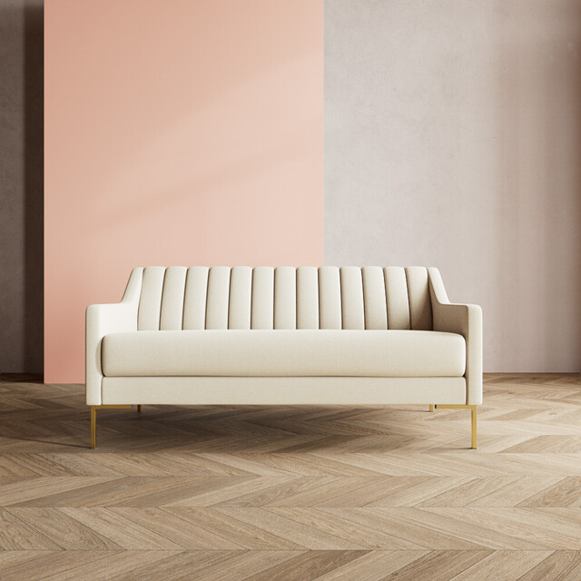 Swoon, Fabric Ecru, Febe, Three-seater Sofa, Brass Feet by Swoon ...