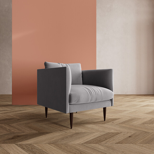 Swoon, Fabric Luna Armchair, Silver Grey, Easy Velvet, Dark Feet by ...