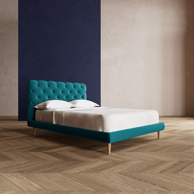 Swoon, Burbage, King Bed, Kingfisher, Easy Velvet, Light Feet, King by ...