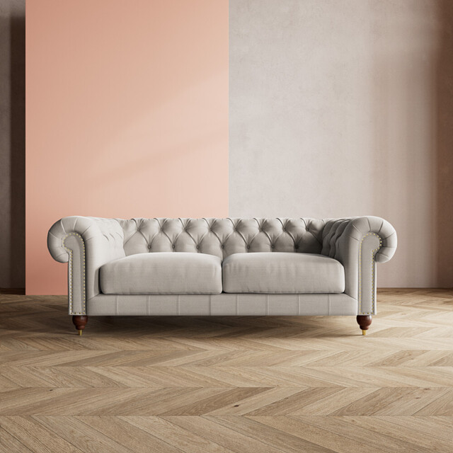 Swoon, Fabric, Winston, Three-seater Sofa, Pumice, Linen, Dark Feet ...