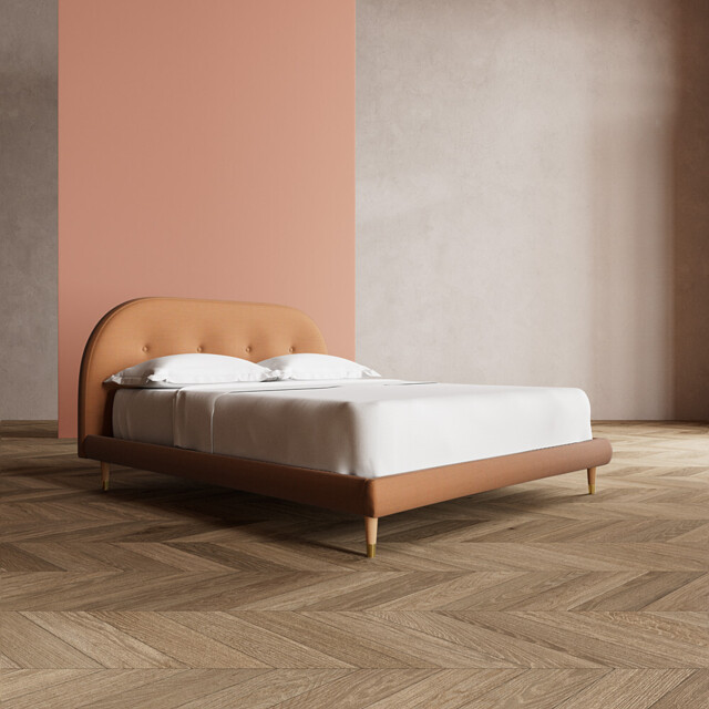 Swoon, Burnt Fabric, Southwark, Bed, Linen, Brass Capped Light Feet ...