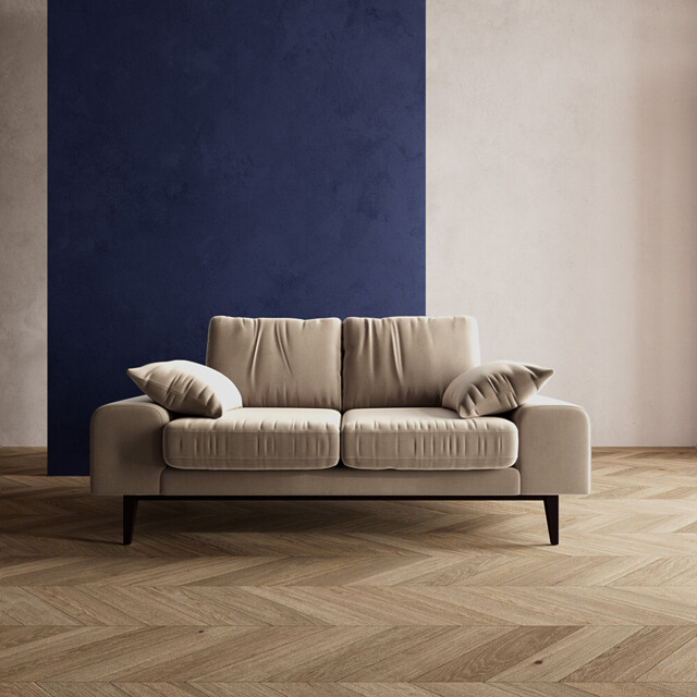 Swoon, Fabric, Tulum, Two-seater Sofa, Taupe, Easy Velvet, Dark Feet by ...