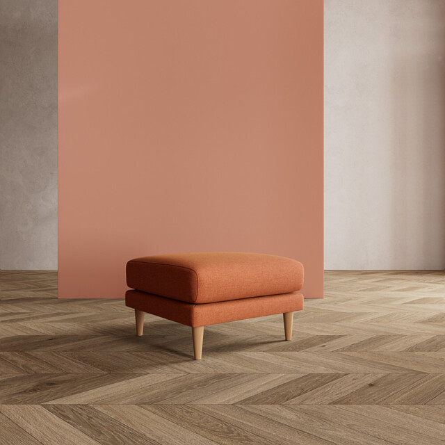 Swoon, Fabric, Turin, Ottoman, Tangerine, Light Feet, 65cmx44cm by ...