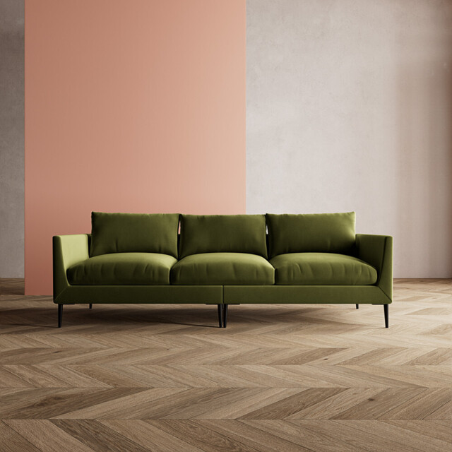 Swoon, Fabric Fern, Catalan, Four-seater Sofa, Easy Velvet, Black Feet ...
