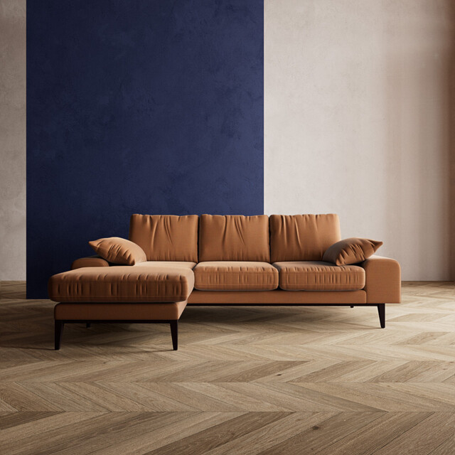 Swoon, Fabric, Tulum, Left-hand Corner Sofa, Burnt, Linen, Dark Feet ...