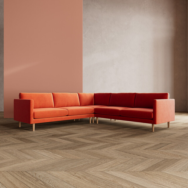 Swoon, Tivoli, Five-Seater Corner Sofa, Orange, Easy Velvet, Sale, W: 258cm x H: 79 cm by Swoon ...