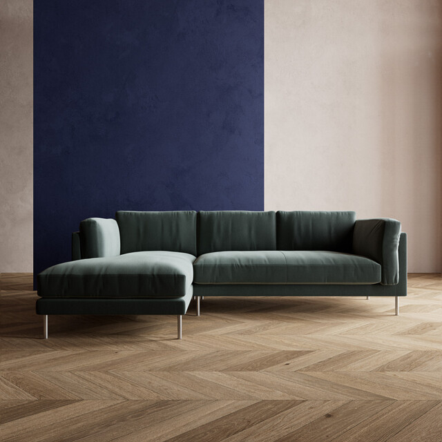 Swoon, Fabric Munich Left-hand Corner Sofa, Hydro, Crushed Velvet ...