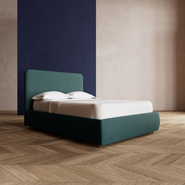 Swoon, Cobalt Fabric, Brockham, Ottoman Bed, Smart Wool, Brass Feet ...