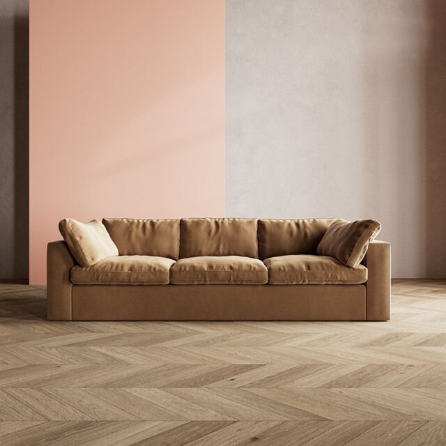 Swoon, Seattle, Three-Seater Sofa, Brown, Easy Velvet, W: 251cm x D ...