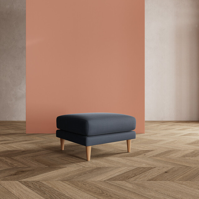 Swoon, Fabric, Turin, Ottoman, Battleship, Linen, Light Feet, 65cmx44cm ...