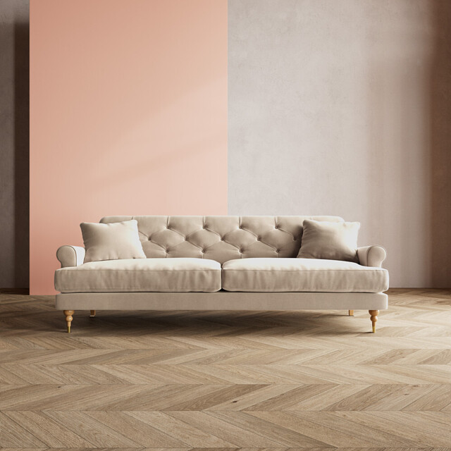 Swoon, Fabric, Sidbury, Three-seater Sofa, Taupe, Easy Velvet, Light ...