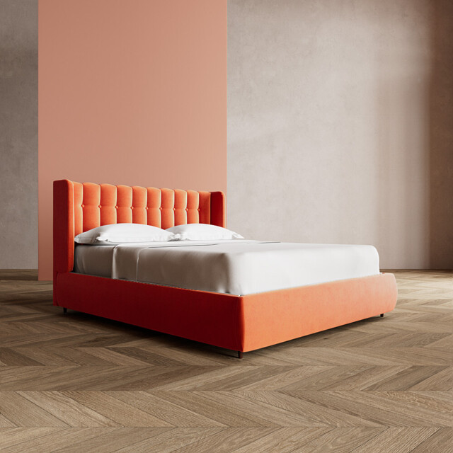 Swoon, Burnt Orange Fabric, Kipling, Ottoman Bed, Easy Velvet, Dark ...