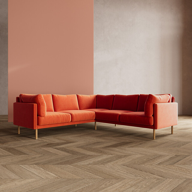 Swoon, Merano, Five-Seater Corner Sofa, Orange, Easy Velvet, Sale, W: 260cm x H: 80 cm by Swoon ...
