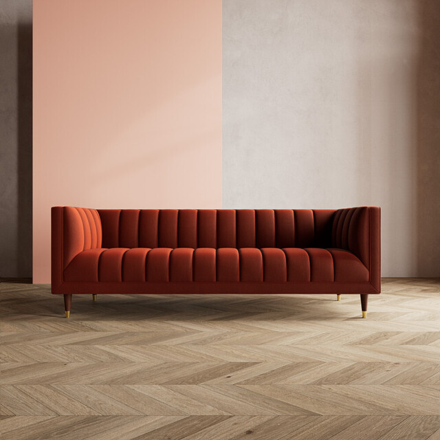 Swoon, Fabric, Willem, Three-seater Sofa, Harissa, Crushed Velvet, Dark Feet, 224cmx77cm by ...