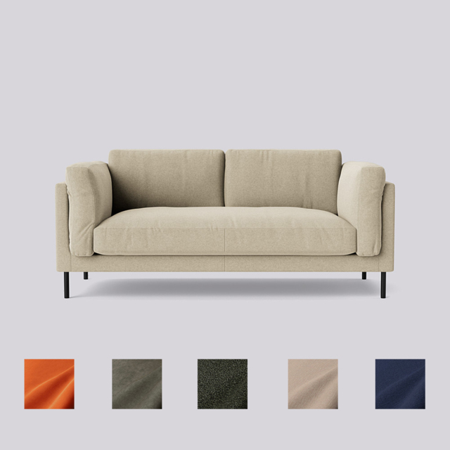 Swoon, Munich, Two-Seater Sofa, Black Porcelain, Smart Wool, W: 182cm x ...