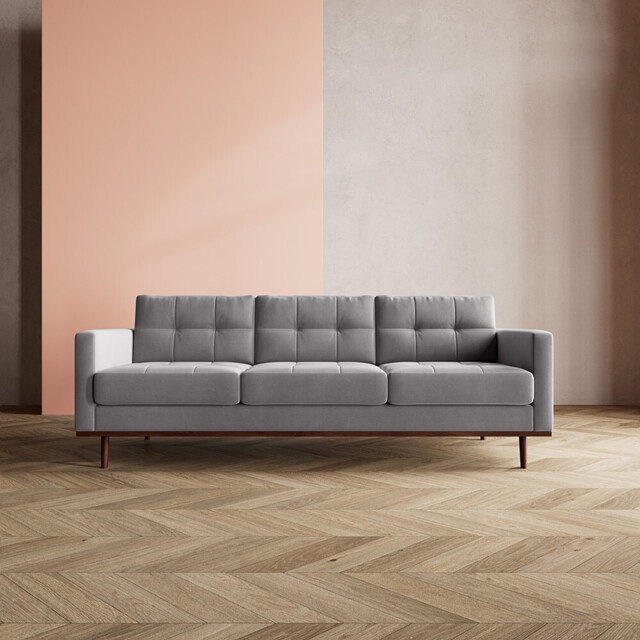 Swoon, Fabric Berlin Three-seater Sofa, Silver Grey, Easy Velvet, Dark ...