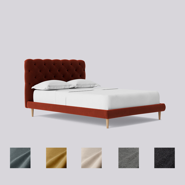 Swoon, Burbage, King Bed, Red Harissa, Crushed Velvet, W: 162cm x D ...