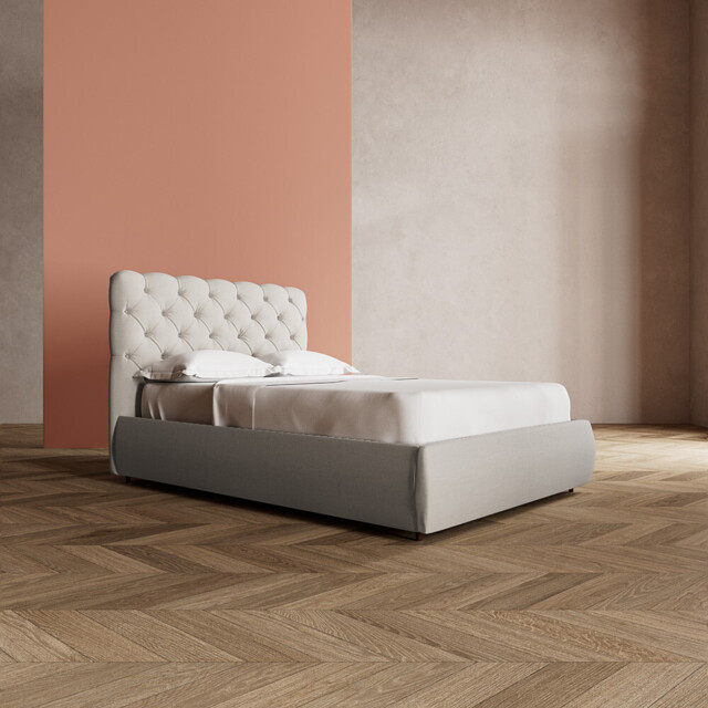 Swoon, Fabric, Burbage, Ottoman Bed, Pumice, Linen, Dark Feet, Double ...