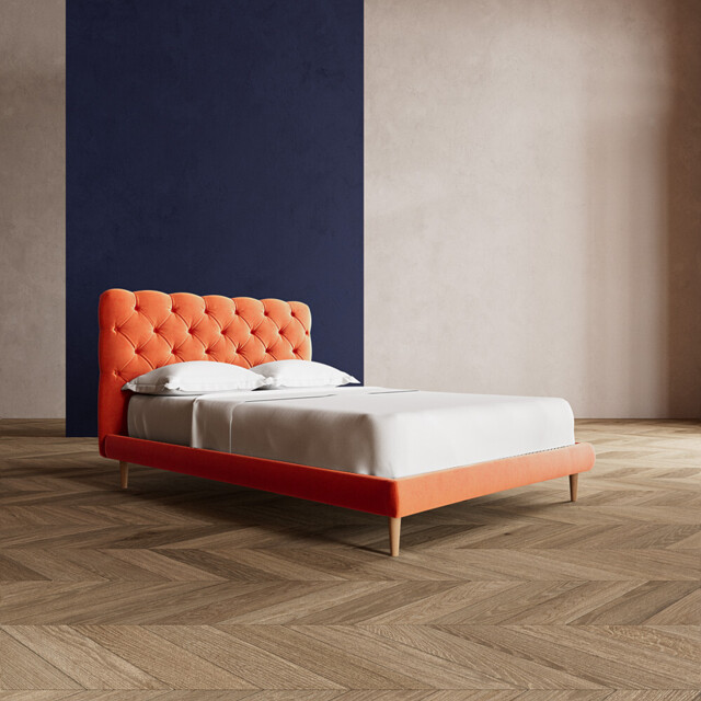 Swoon, Burbage, King Bed, Burnt Orange, Easy Velvet, Light Feet, King ...