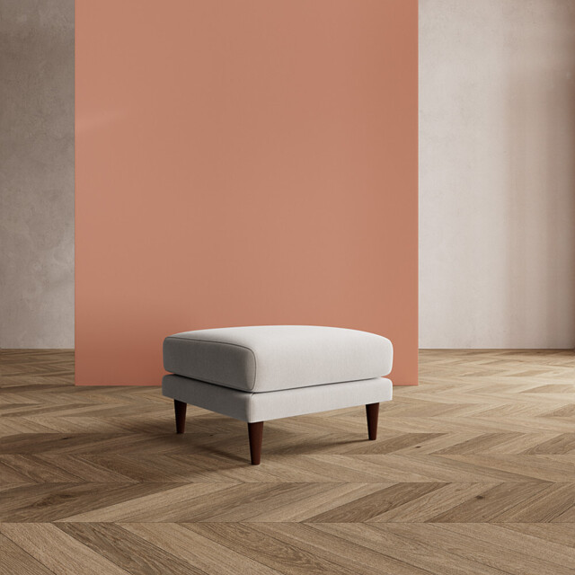 Swoon, Fabric, Turin, Ottoman, Ecru, Crushed Velvet, Dark Feet ...