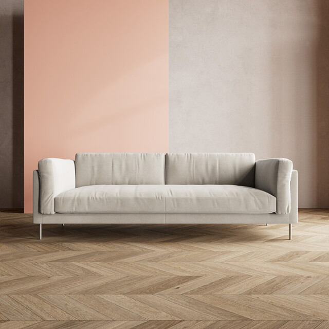 Swoon, Fabric Munich Three-seater Sofa, Bone, Easy Velvet, Silver Feet ...