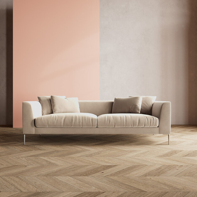 Swoon, Fabric, Alena, Three-seater Sofa, Taupe, Easy Velvet, Silver ...