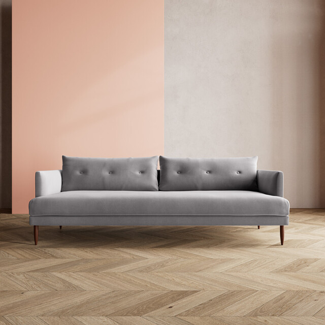 Swoon, Fabric Silver Grey, Kalmar, Three-seater Sofa, Easy Velvet, Dark ...