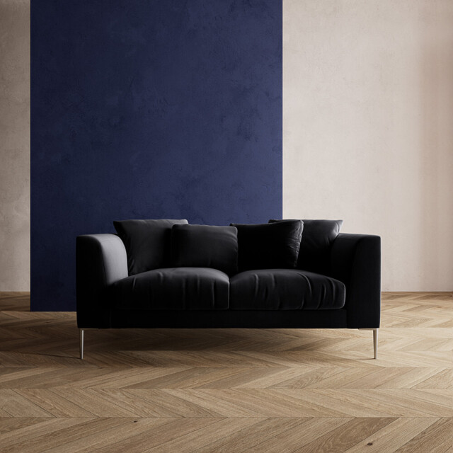 Swoon Alena, Two-Seater Sofa Easy Velvet with Silver Feet, Black and ...