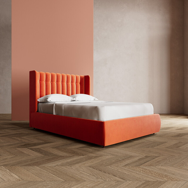 Swoon, Burnt Orange Fabric, Kipling, Ottoman Bed, Easy Velvet, Dark ...