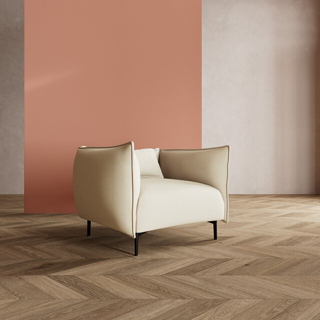 Swoon, Ecru Fabric, Rico, Armchair, Black Feet by Swoon | ufurnish.com