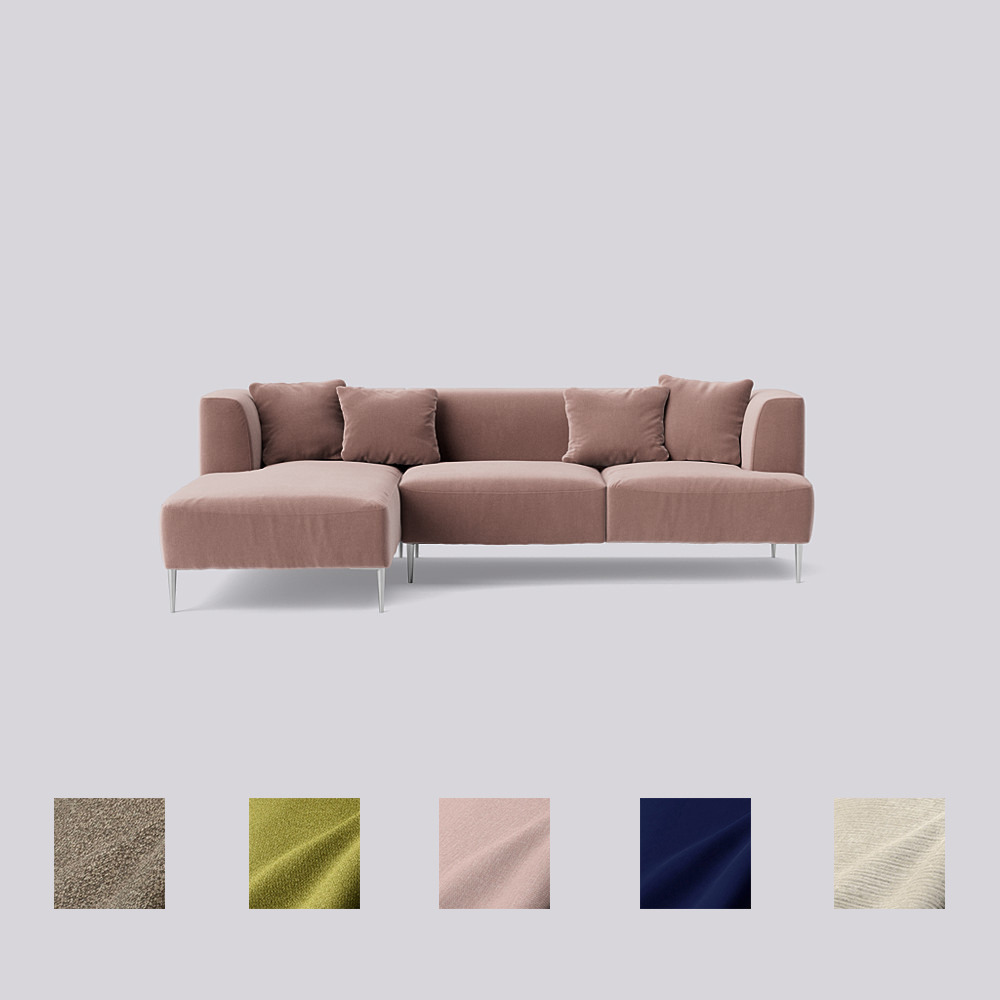 Swoon - Kallas - Left-Hand Corner Sofa - Grey - Crushed Velvet by Swoon ...