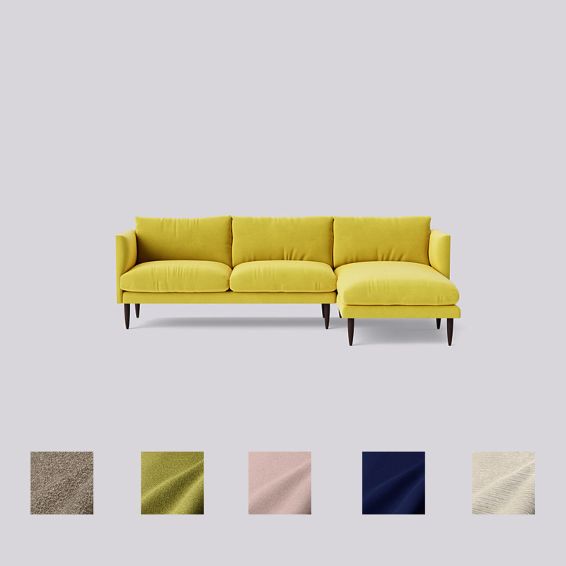 Swoon - Luna - Right-Hand Corner Sofa - Yellow - Easy Velvet by Swoon ...