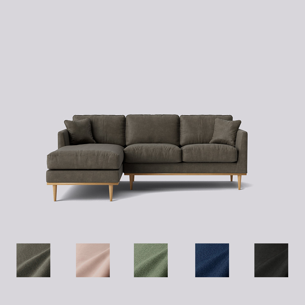 Swoon - Norfolk - Left-Hand Corner Sofa - Grey - Smart Leather by Swoon ...