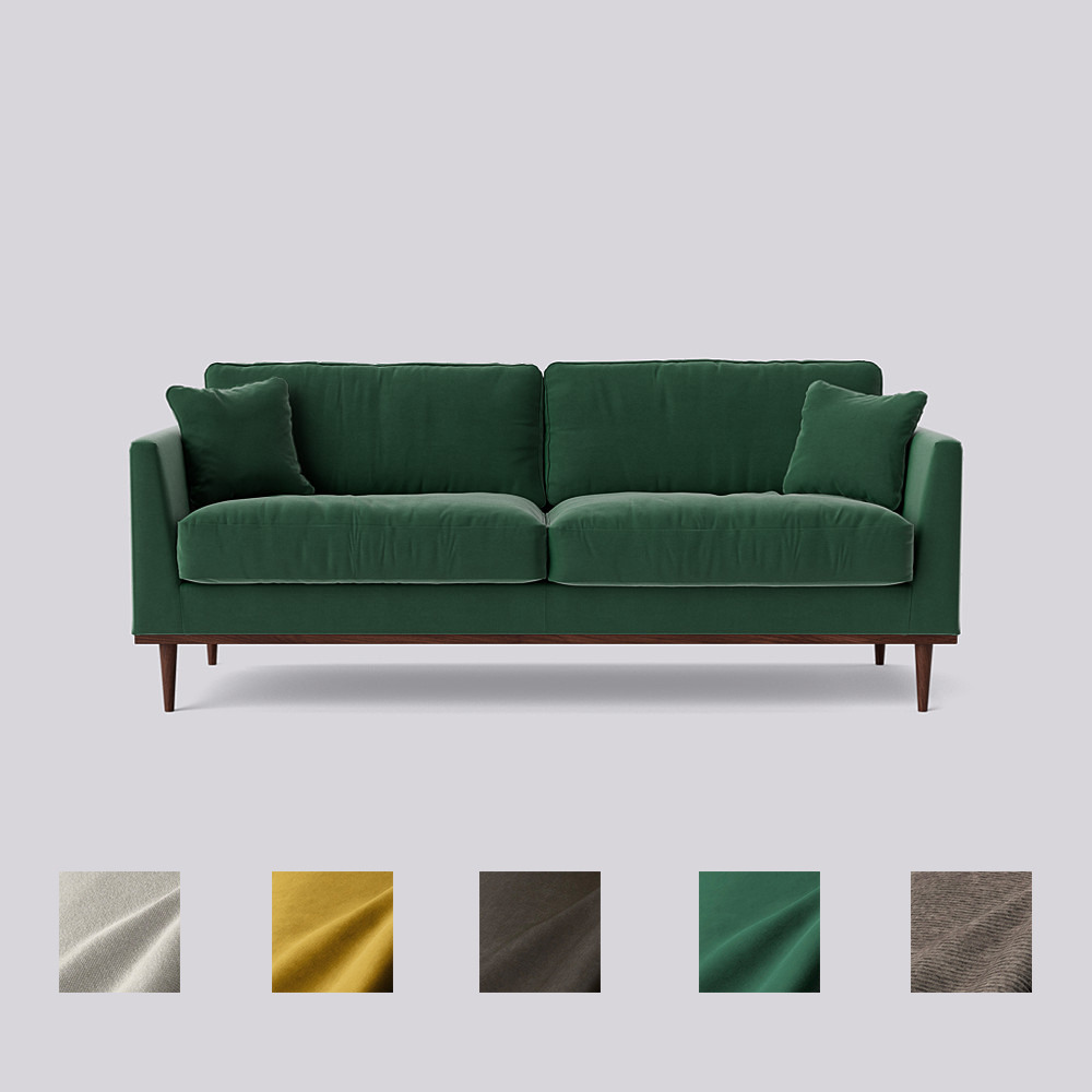 Swoon - Norfolk - Three-Seater Sofa - Green - Easy Velvet by Swoon ...