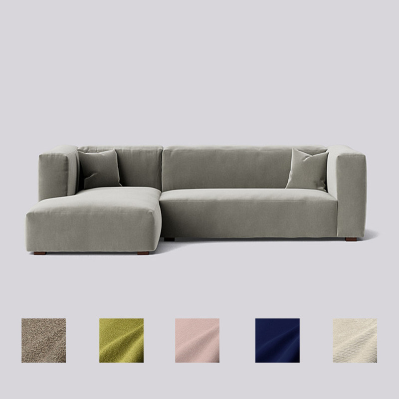 Swoon - Nygard - Left-Hand Corner Sofa - Grey - Crushed Velvet by Swoon ...