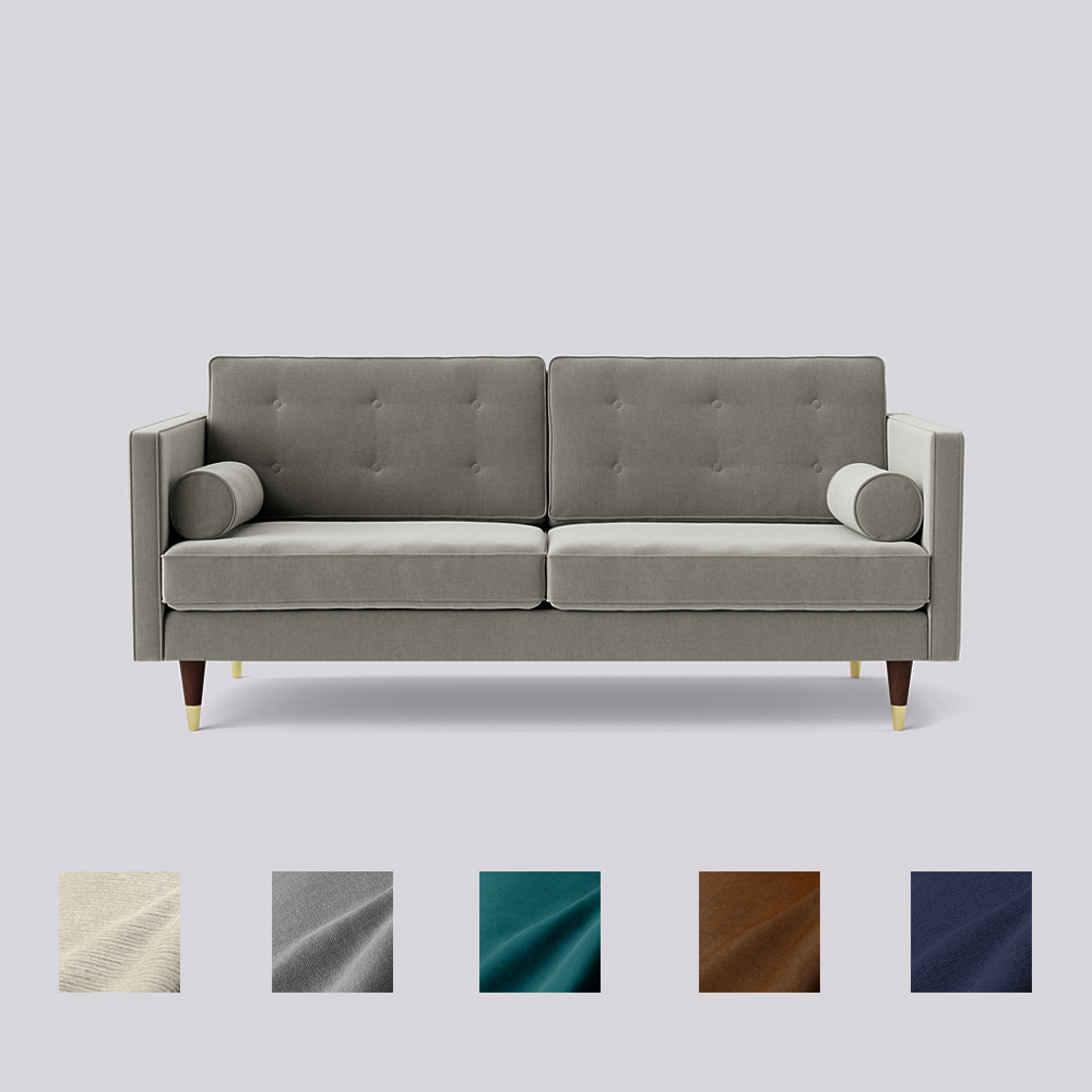 Swoon - Porto - Three-Seater Sofa - Green - Velvet by Swoon | ufurnish.com