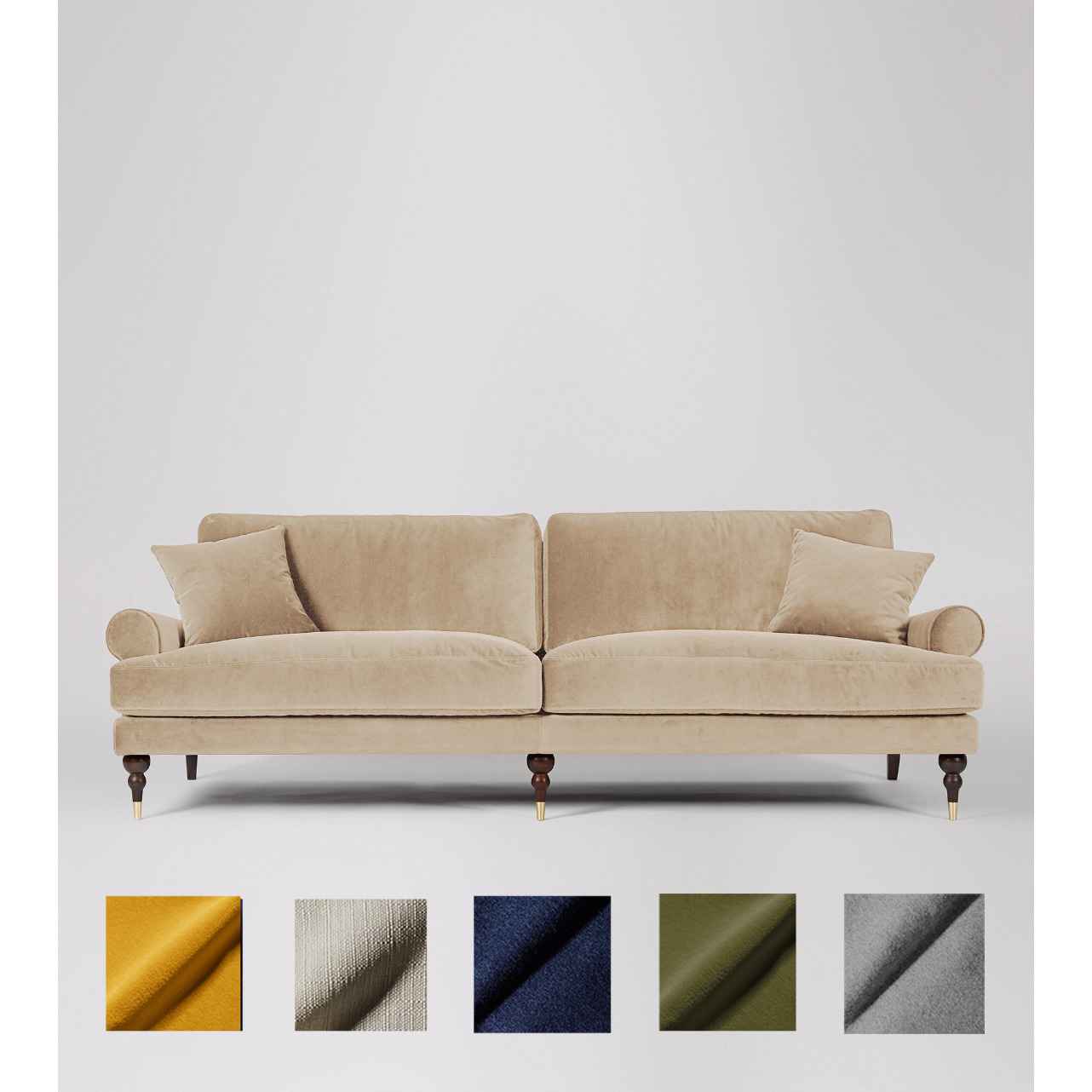 Swoon - Sutton - Three-Seater Sofa - Beige - Easy Velvet by Swoon ...