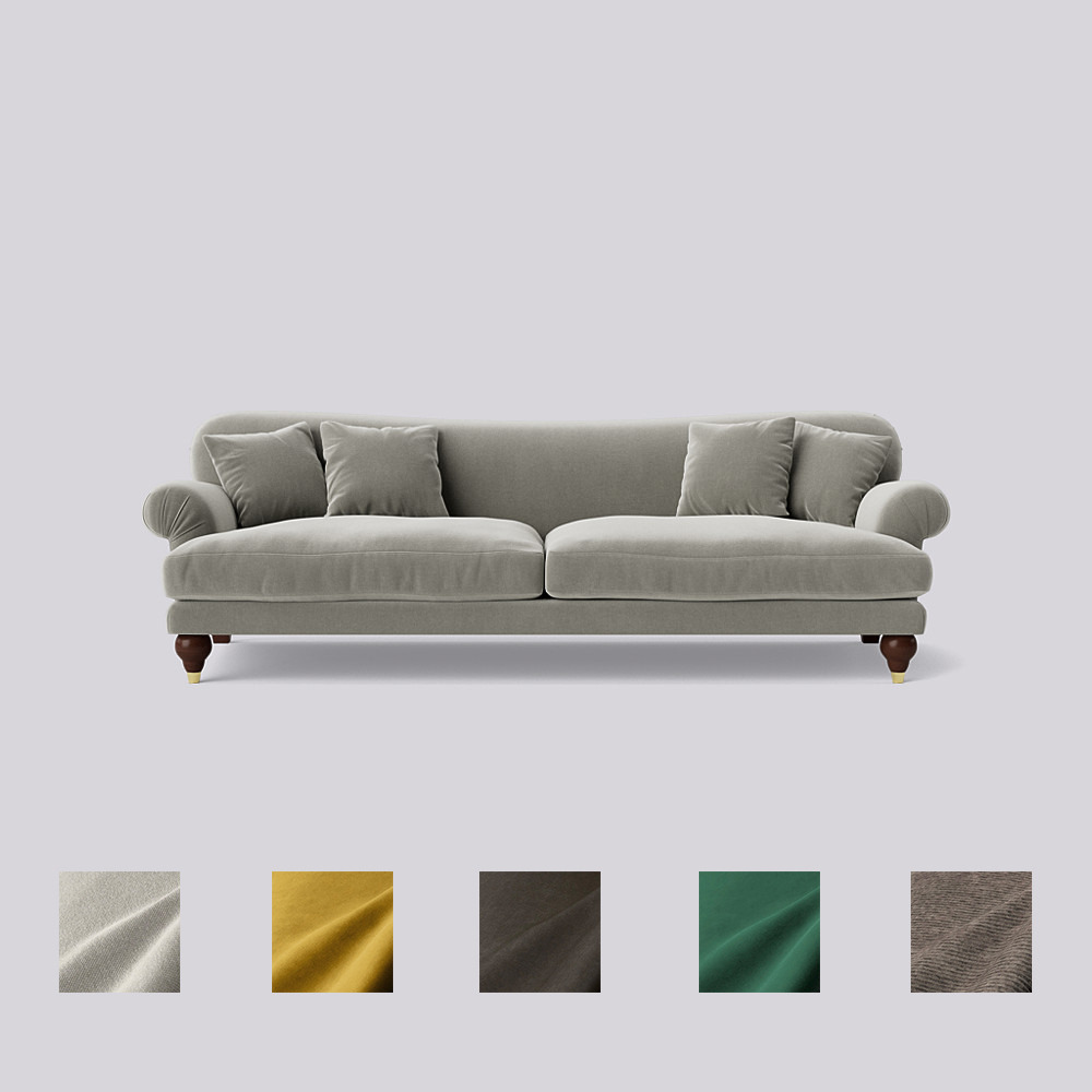 Swoon - Willows - Three-Seater Sofa - Green - Crushed Velvet by Swoon ...