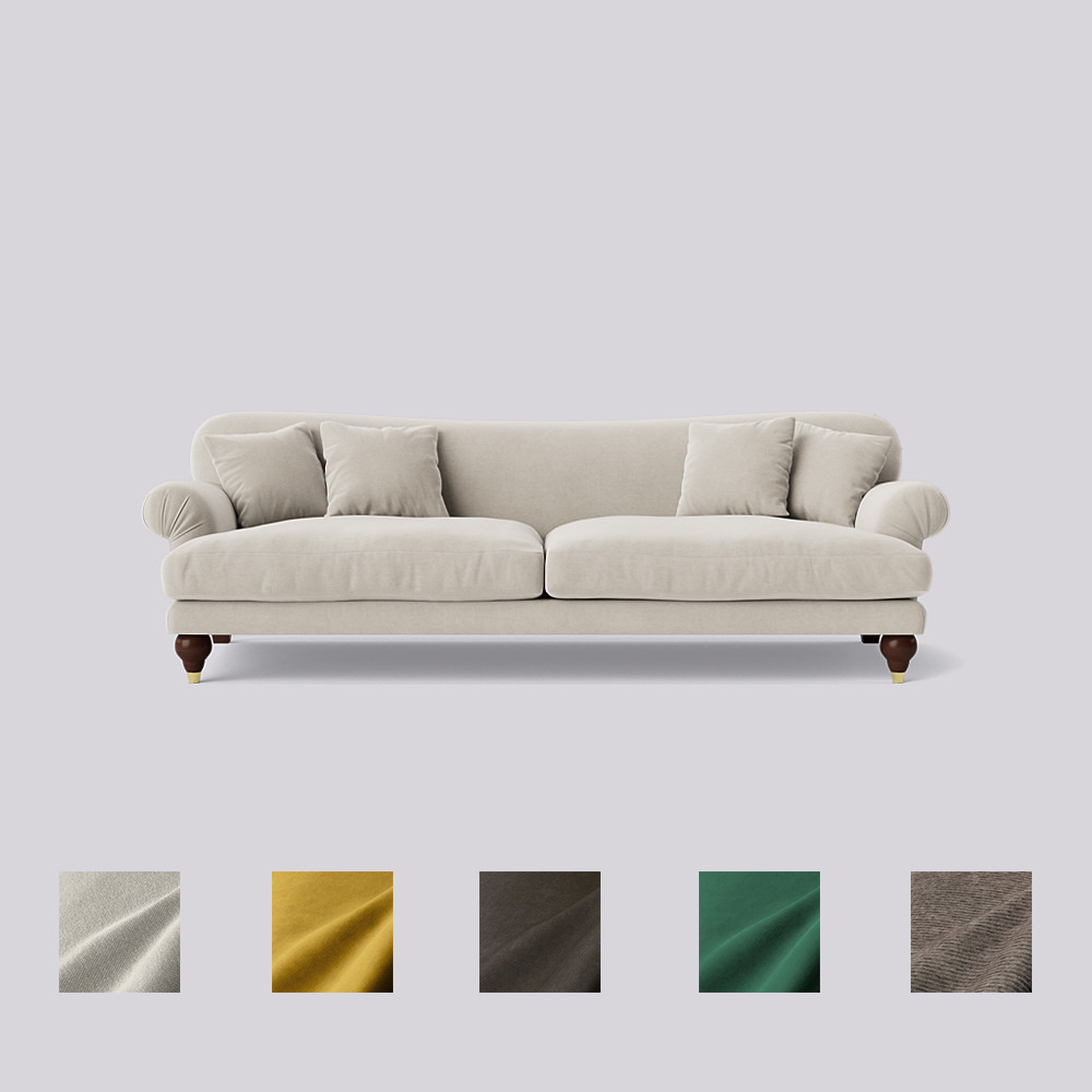 Swoon - Willows - Three-Seater Sofa - White - Easy Velvet by Swoon ...