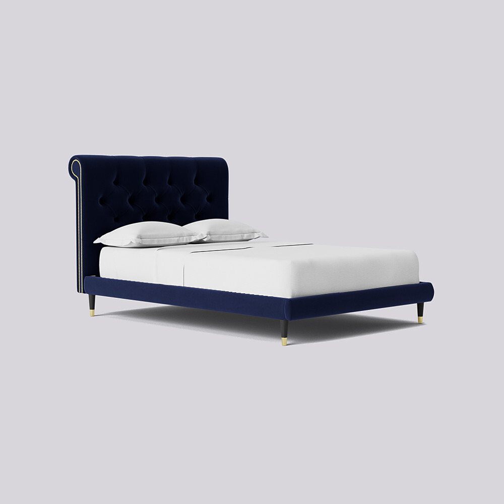 Swoon - Winston - Bed - Dark Blue - Easy Velvet by Swoon | ufurnish.com