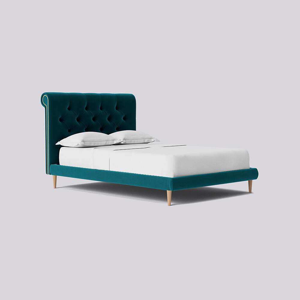Swoon - Winston - Bed - Dark Green - Easy Velvet by Swoon | ufurnish.com