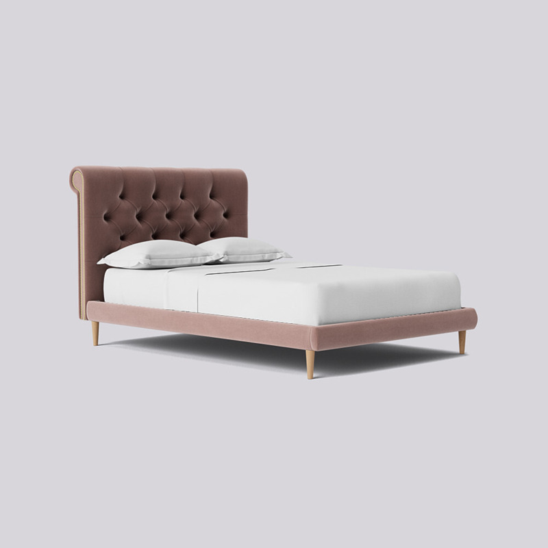 Swoon - Winston - Bed - Pink - Crushed Velvet by Swoon | ufurnish.com
